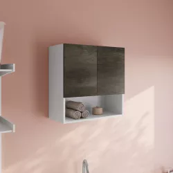 Pensile lavanderia 57,5x27x58 h cm con vano e doppia anta olmo scuro