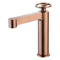 Miscelatore lavabo in ottone oro rosa spazzolato - Gorge