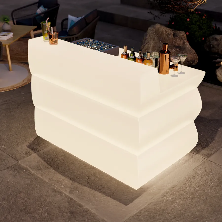 Bancone per lounge bar 145 cm con kit luce neutro in polietilene bianco ...