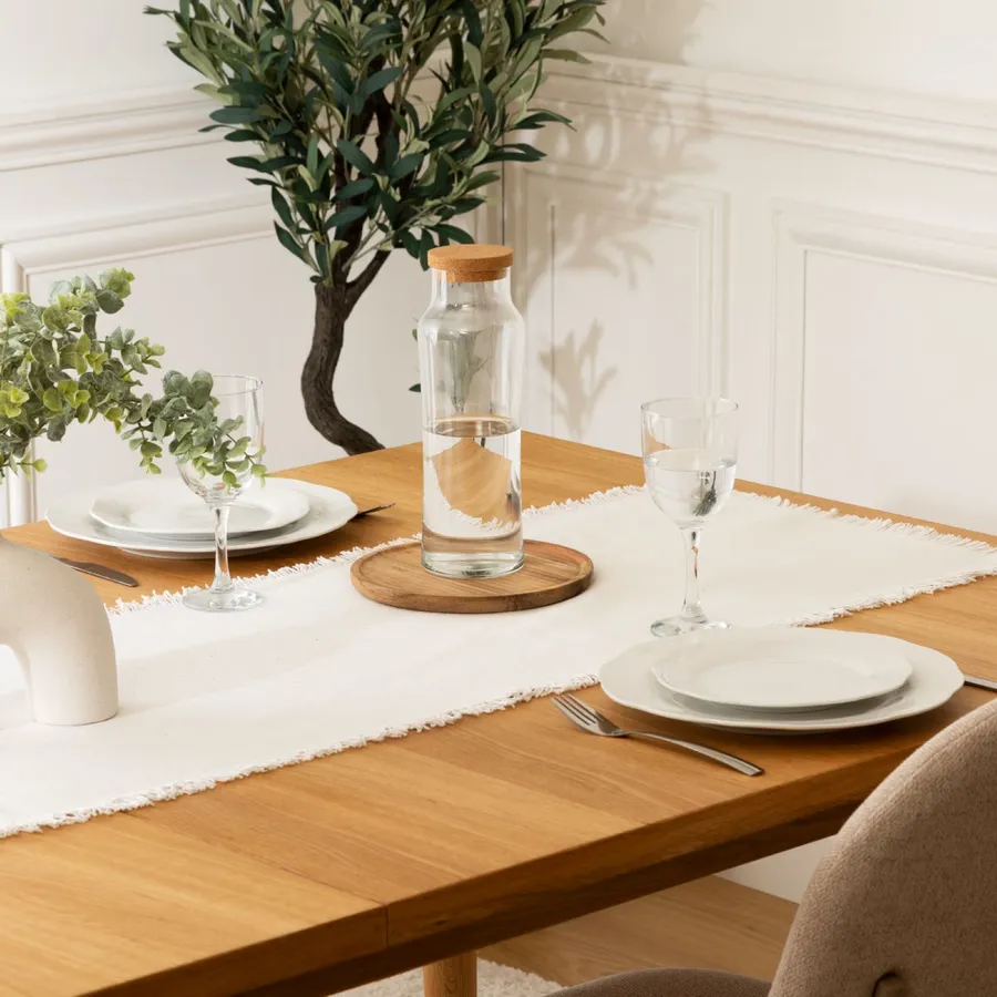 Runner da tavolo 140x38 cm in cotone bianco - Saphir