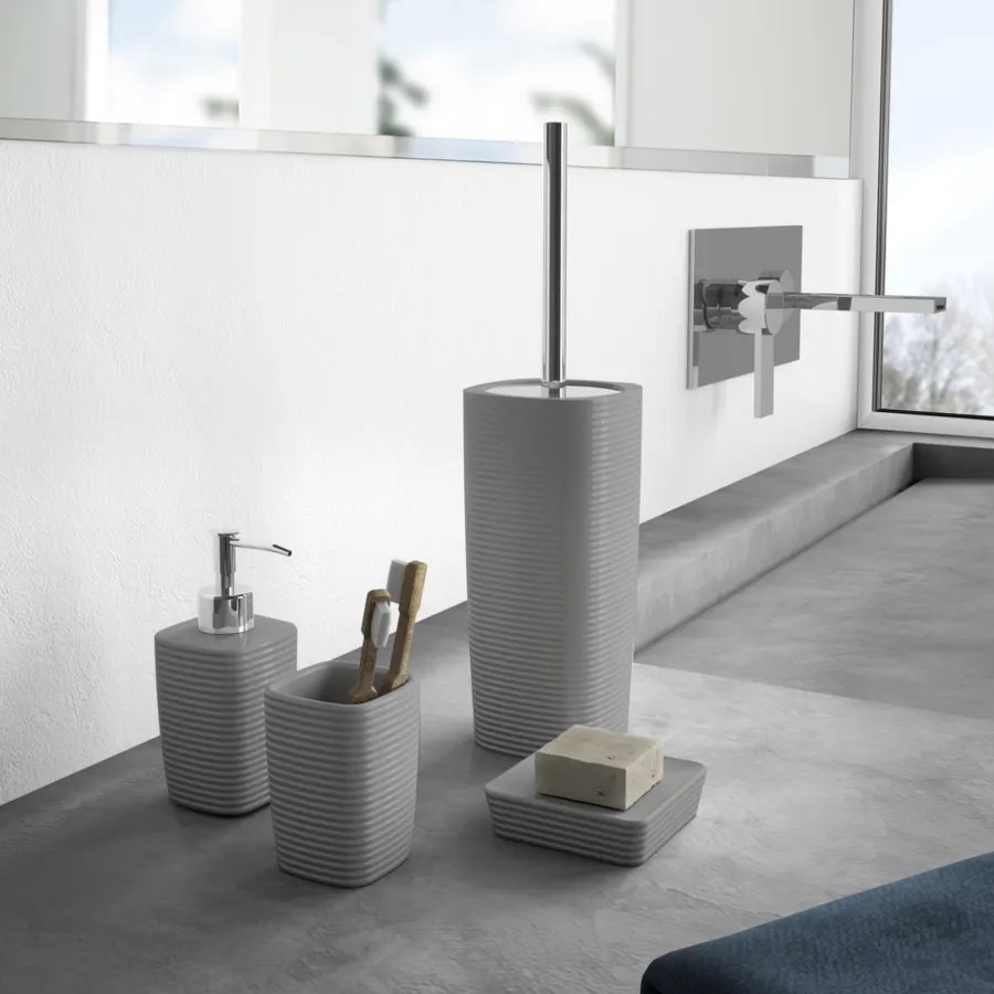Set 4 accessori d'appoggio in ceramica grigio - Kelly di Gedy