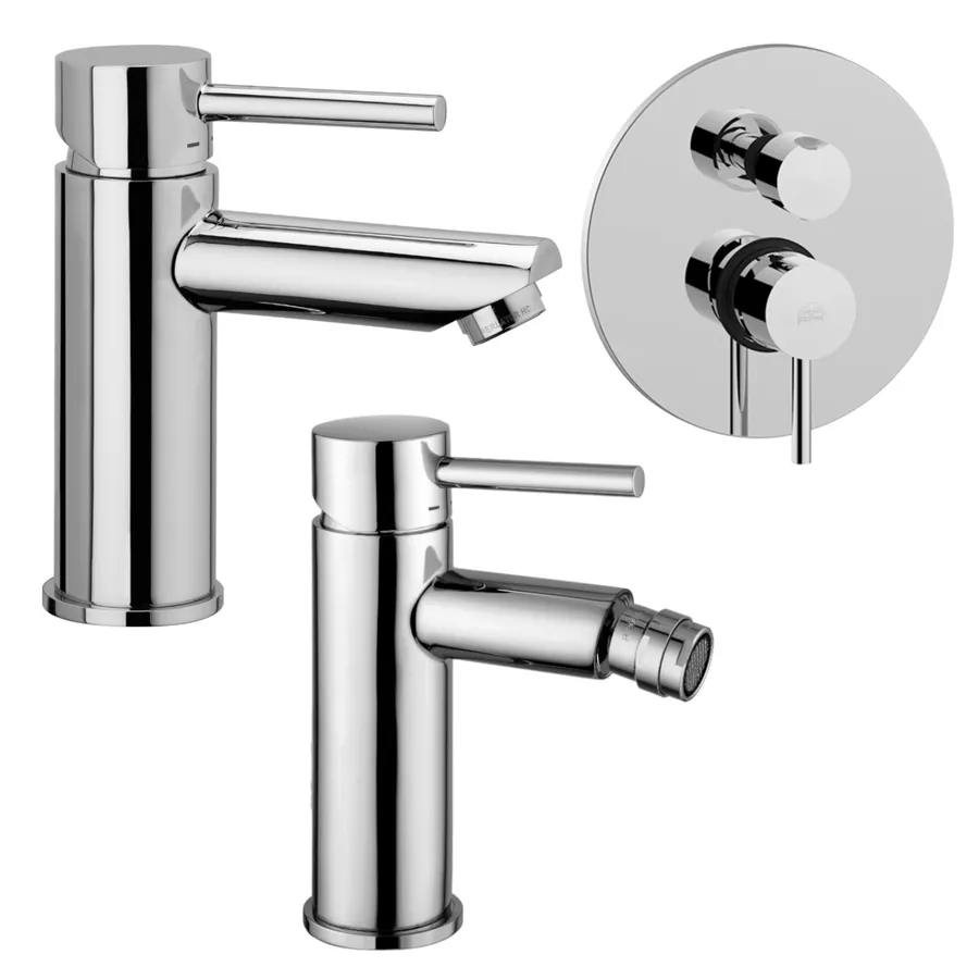Set miscelatore lavabo e bidet con incasso doccia 2 uscite cromato ...
