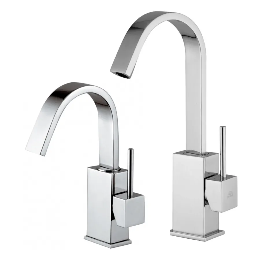 Set miscelatore lavabo e bidet con canna orientabile e leva asta ...