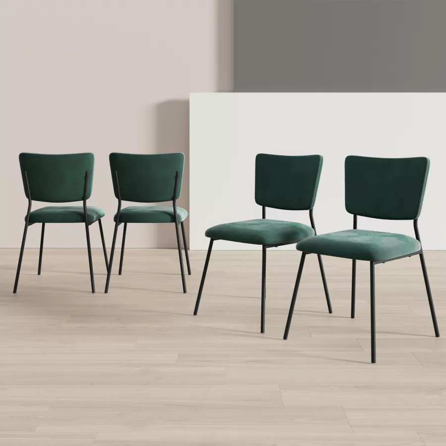 Set 4 sedie in velluto verde - Dunker