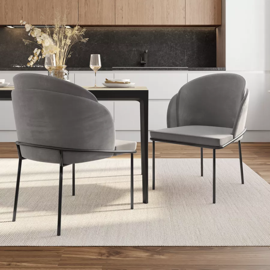 Set 2 sedie in velluto grigio - Kneel