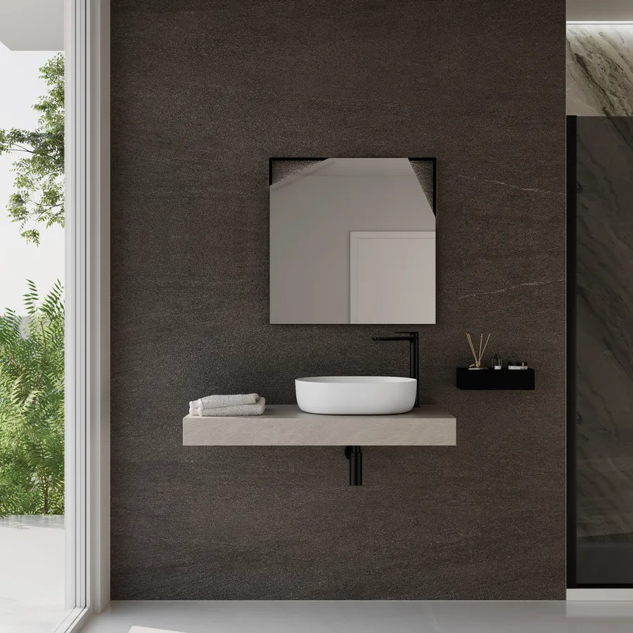 Mensolone bagno 10 h sospeso 100 cm in legno argilla - Plain