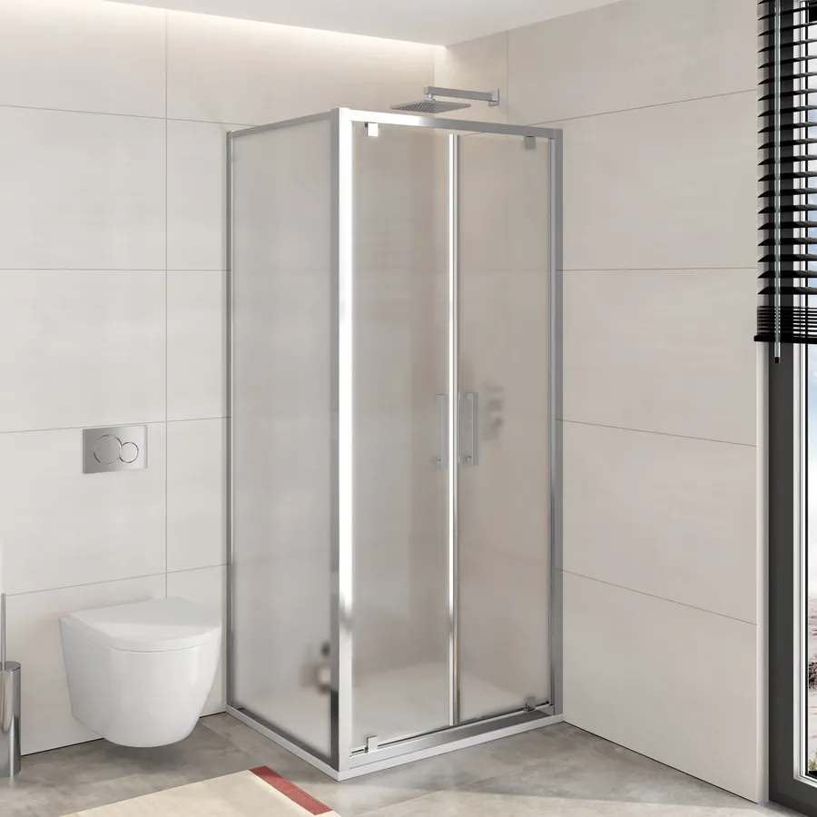 Box doccia 75x100 cm doppio battente vetro opaco profilo cromo 195h ...