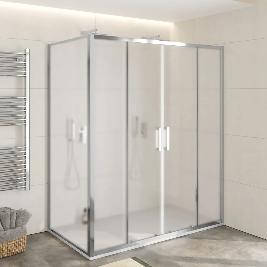 Box doccia 90x170 cm doppio scorrevole vetro opaco profilo cromo 195h ...