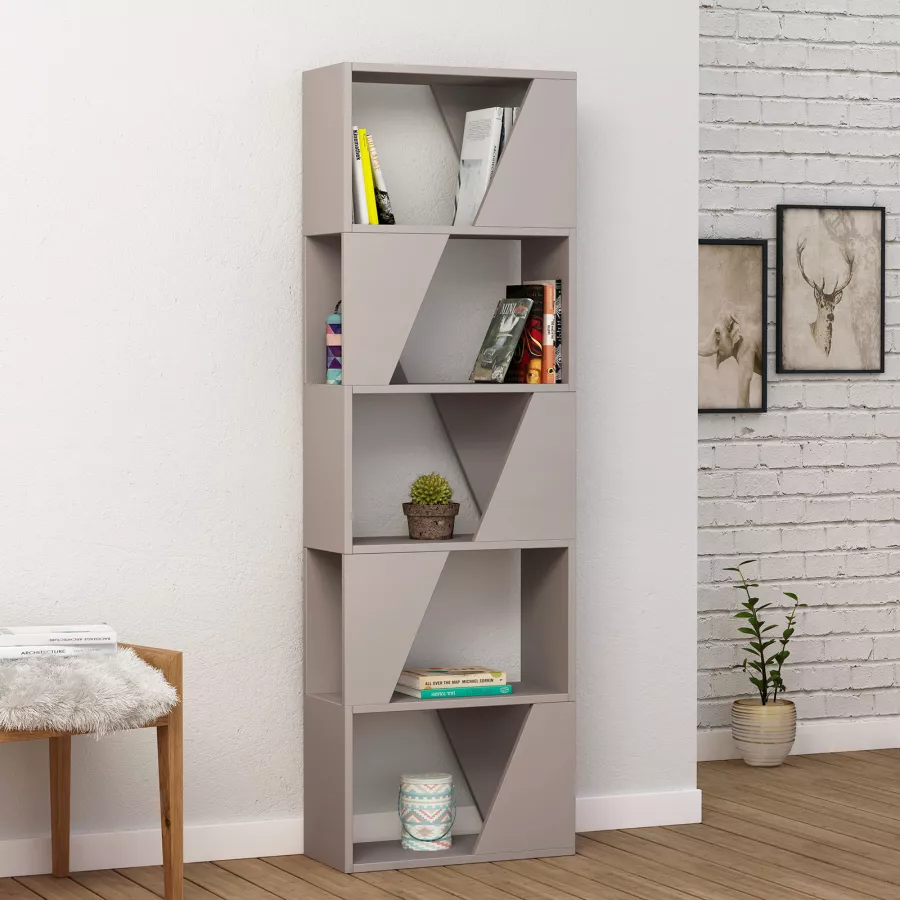 Libreria 54x168h cm in legno tortora - Kantiko