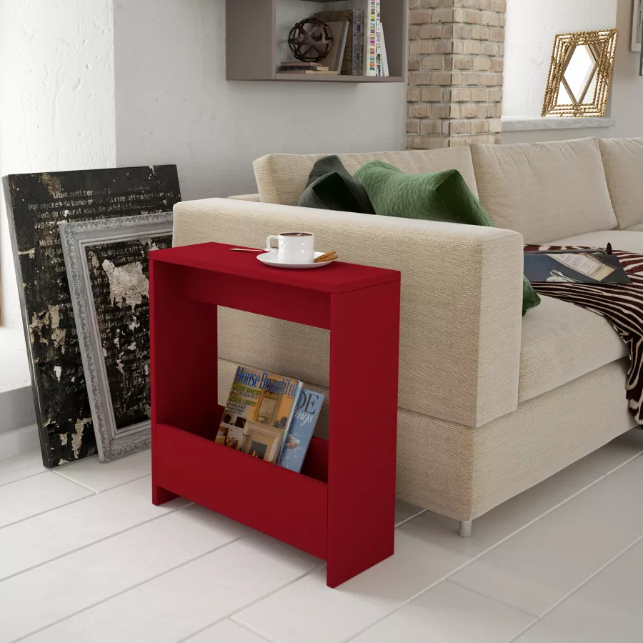 Tavolino 55x60h cm in legno rosso borgogna - Kantiko