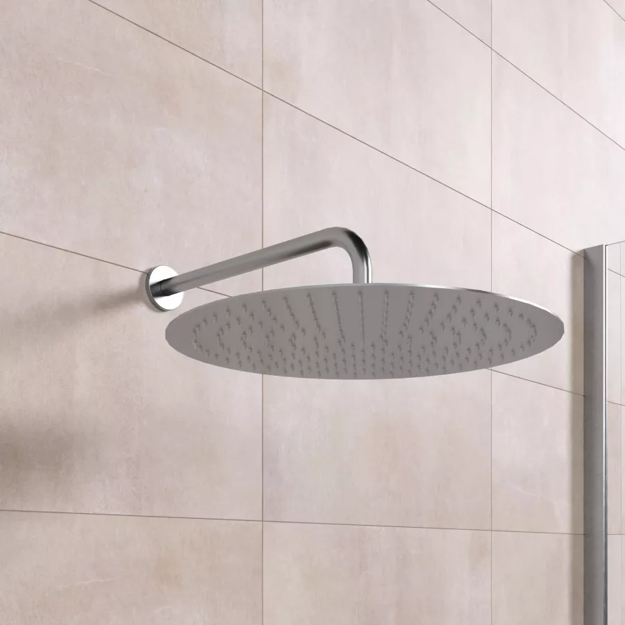 Set soffione ultraslim 30 cm con braccio doccia 35 cm spazzolato