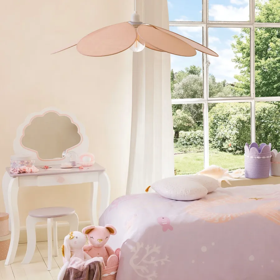 Lampada sospesa rotonda 64 cm a fiore rosa e bianco - Kids