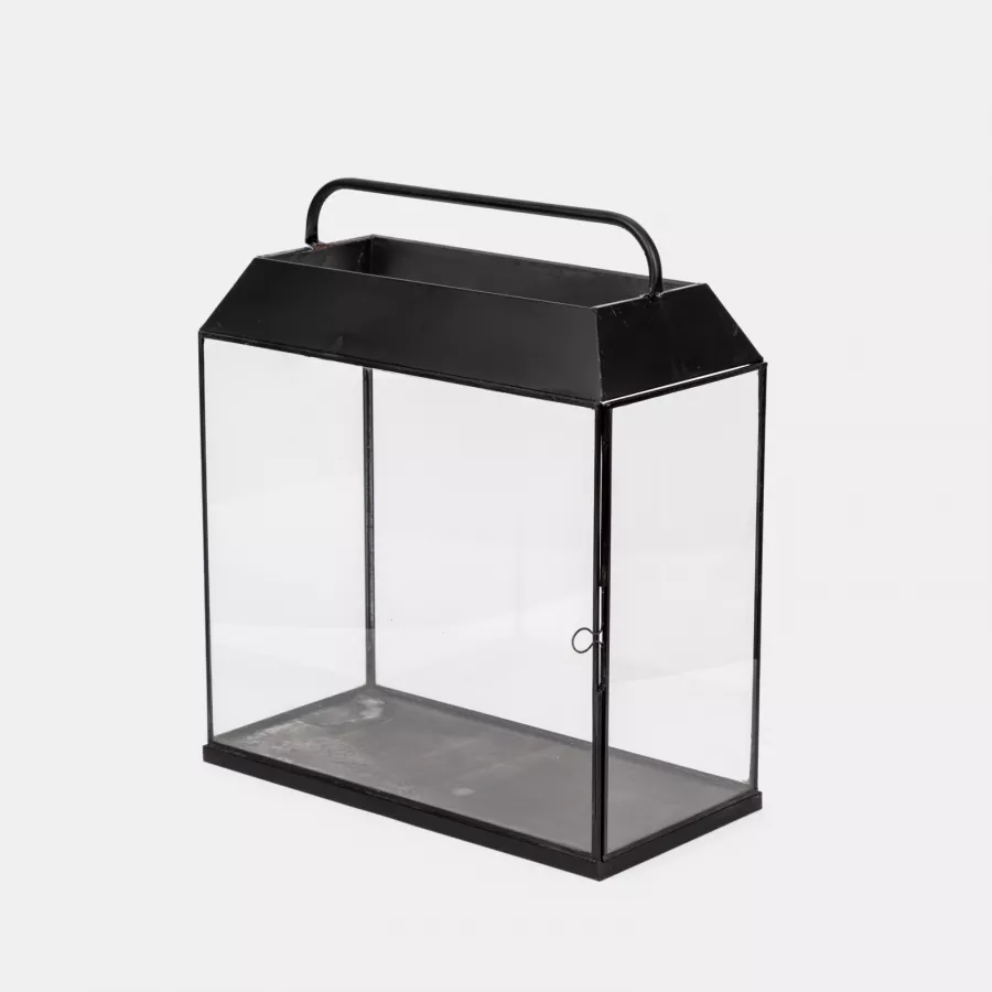 Lanterna 40x20x46 h cm in vetro e metallo finitura brunito anticato