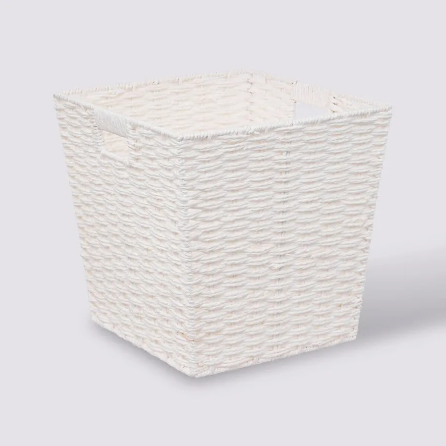 Cubo contenitore 31x31h cm bianco in corda intrecciata