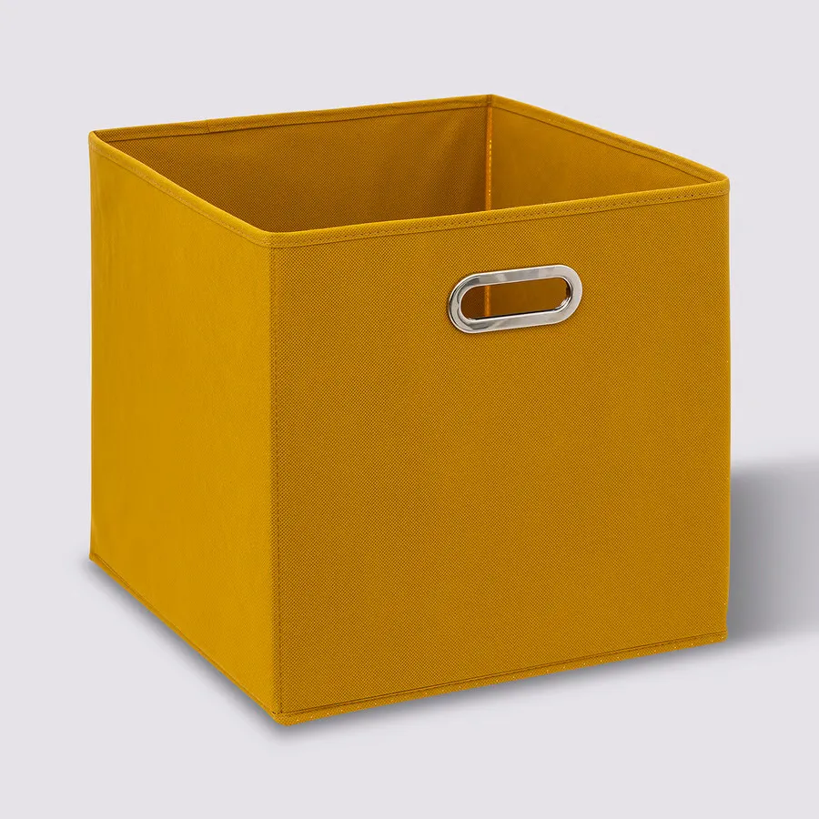 Cubo contenitore 31x31h cm in tessuto senape
