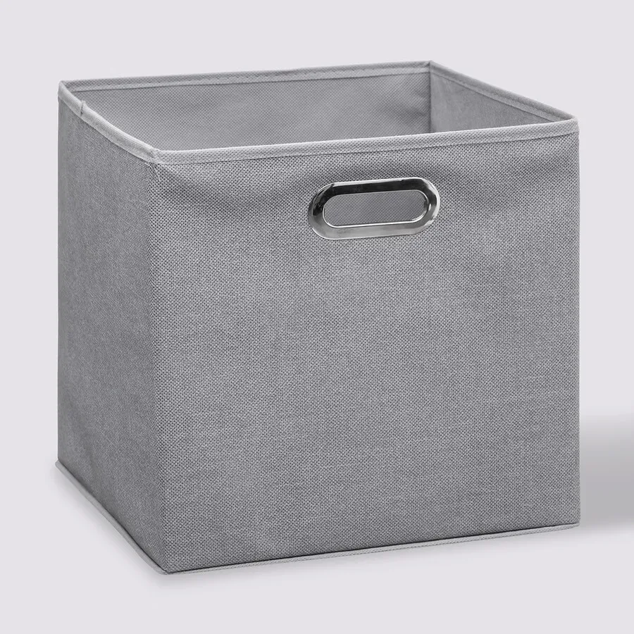 Cubo contenitore 31x31h cm in tessuto grigio chiaro