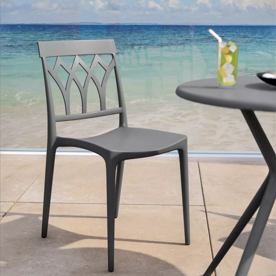 Sedia da giardino in polipropilene grigio - Zetal