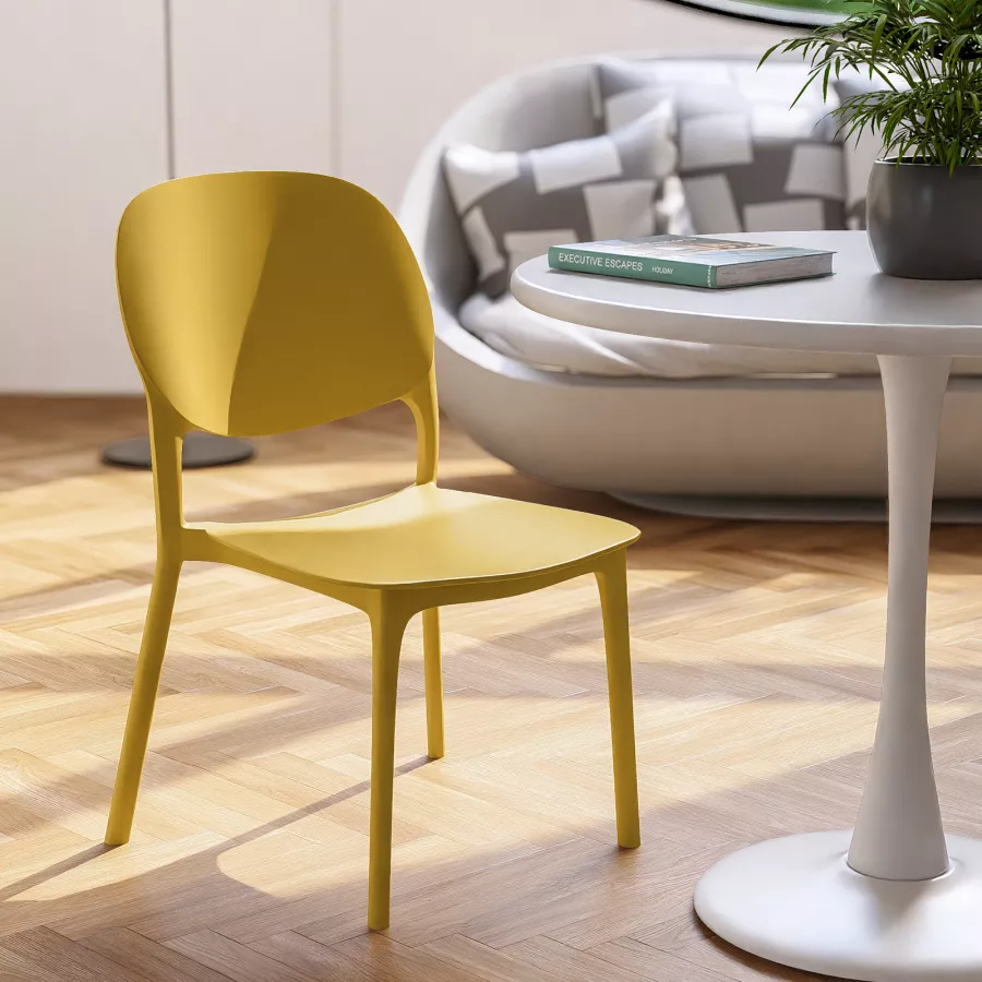 Sedia impilabile in polipropilene senape - Qalis