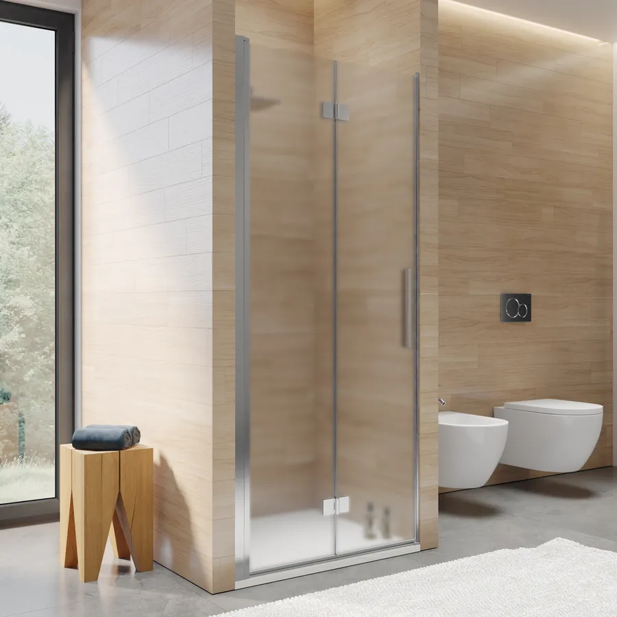 Box doccia nicchia 90 cm soffietto vetro anticalcare opaco e profilo ...