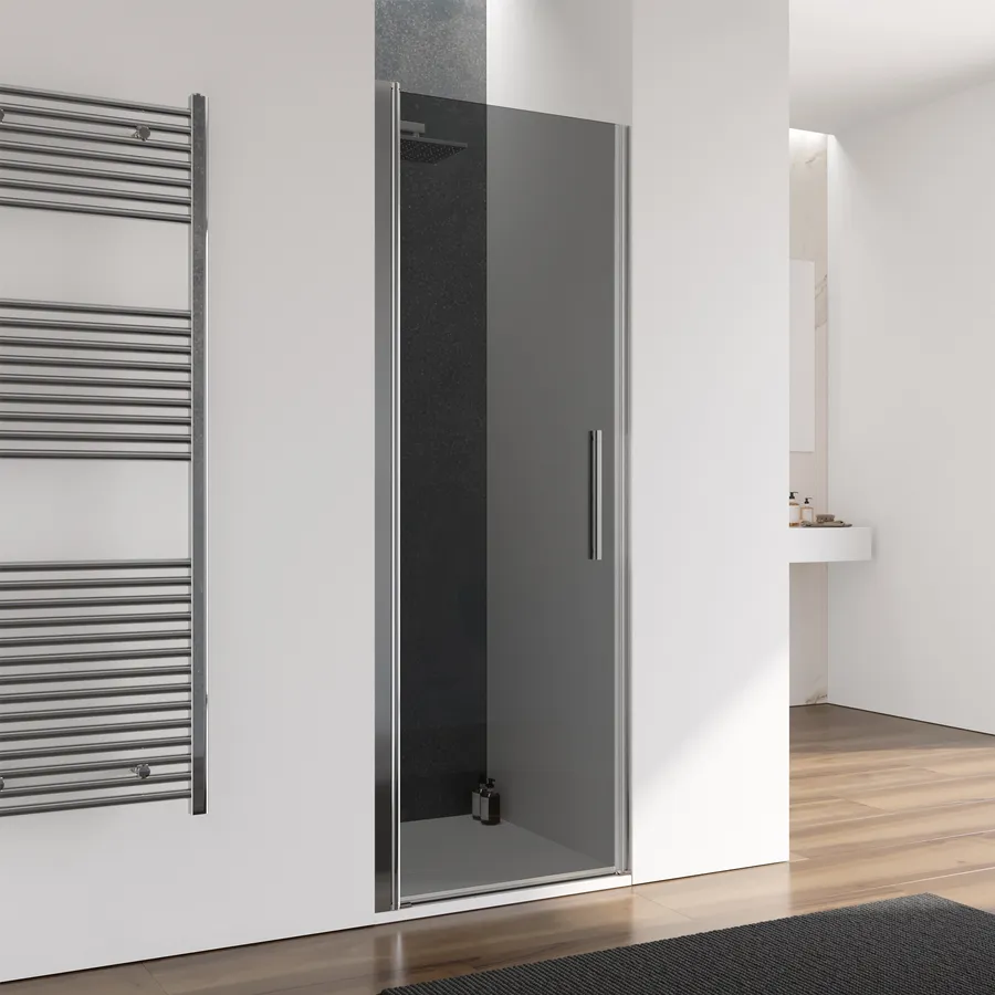 Box doccia nicchia 70 cm battente con vetro temperato fumé e profilo ...