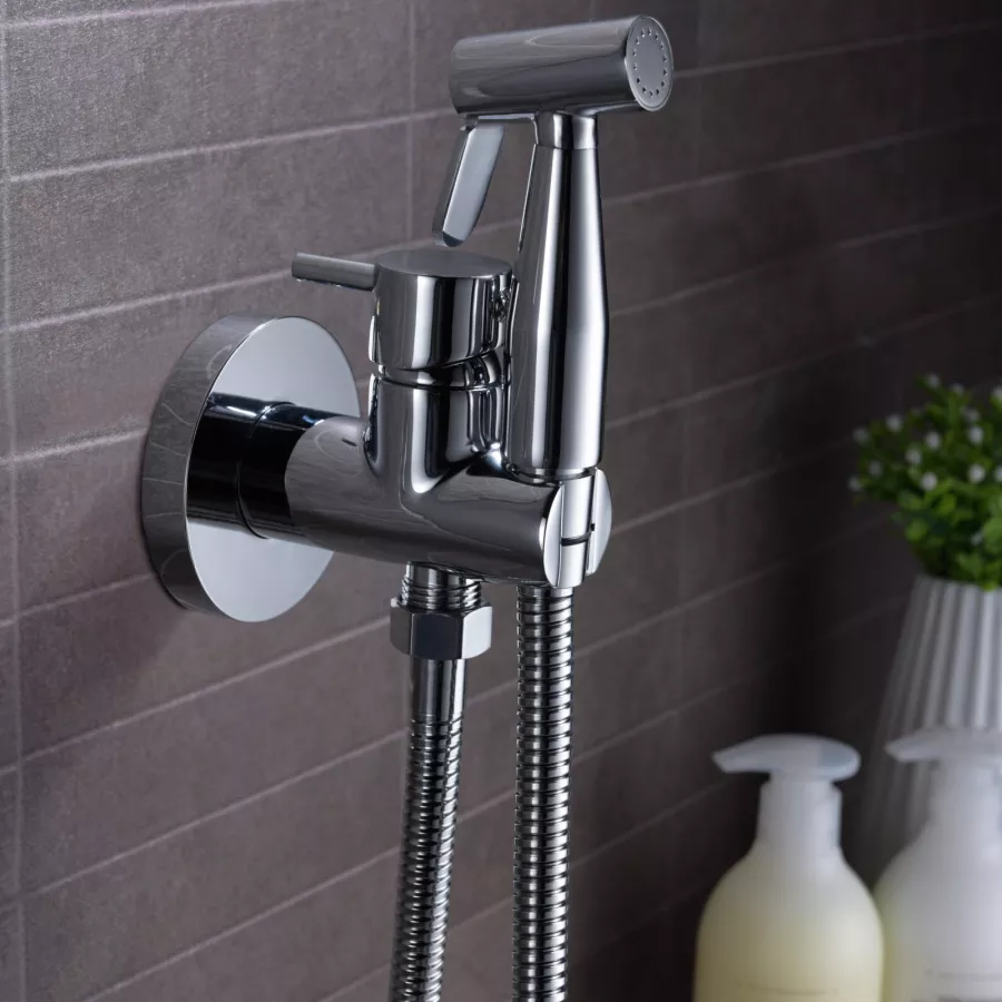 Idroscopino con doccino a pulsante cromato - Dext