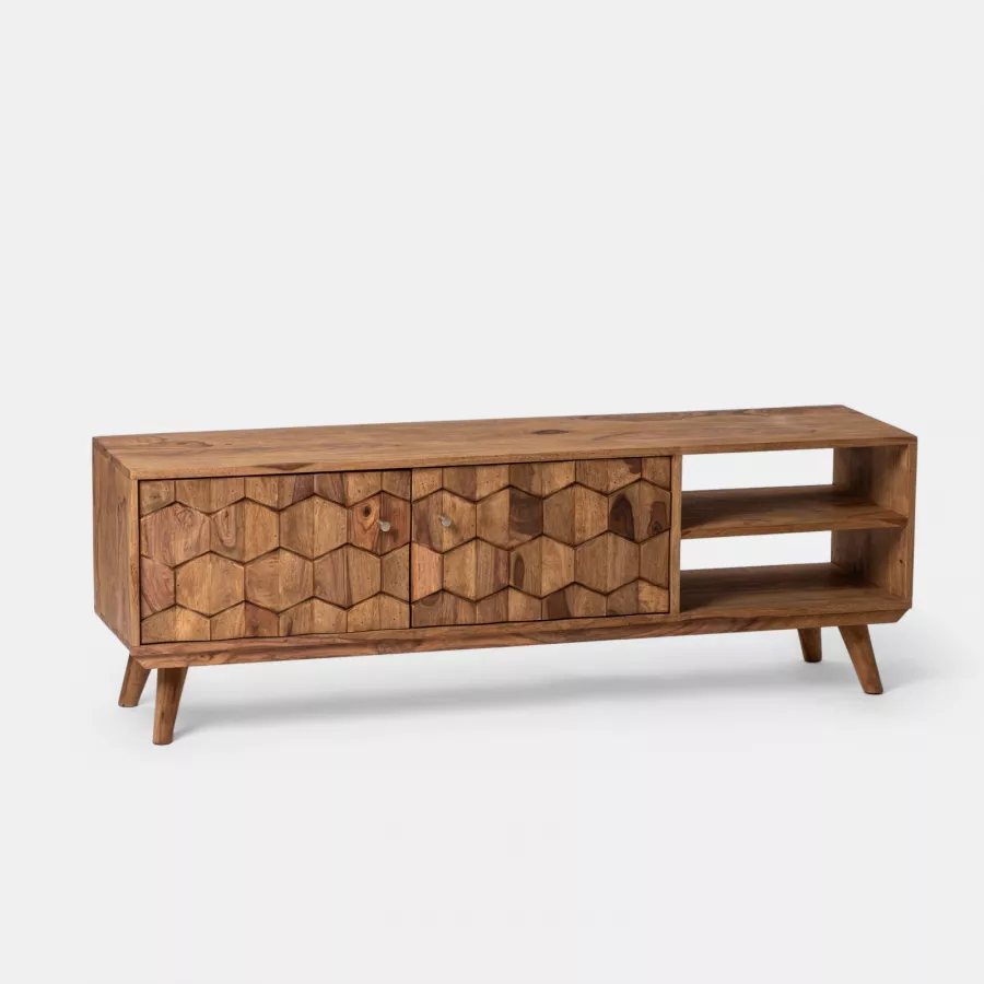 Mobile porta tv 145x49h cm in legno con due ante - Freia Sheesham