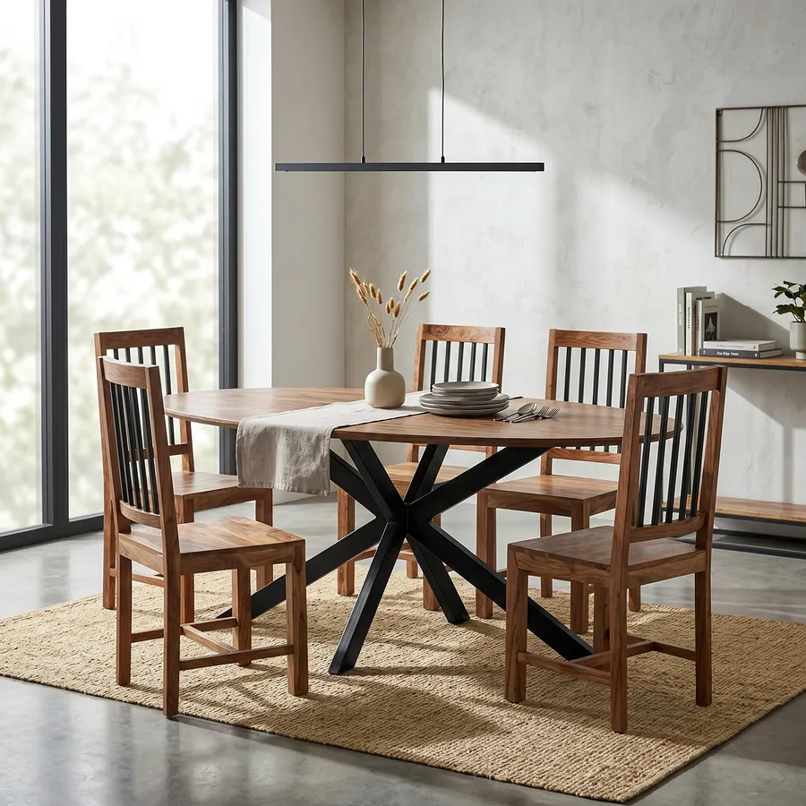 Tavolo ovale 200x100 cm in legno di acacia con gambe incrociate in ...