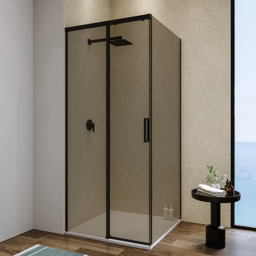 Box doccia 90x90 cm scorrevole vetro temperato 8 mm bronzato profilo ...