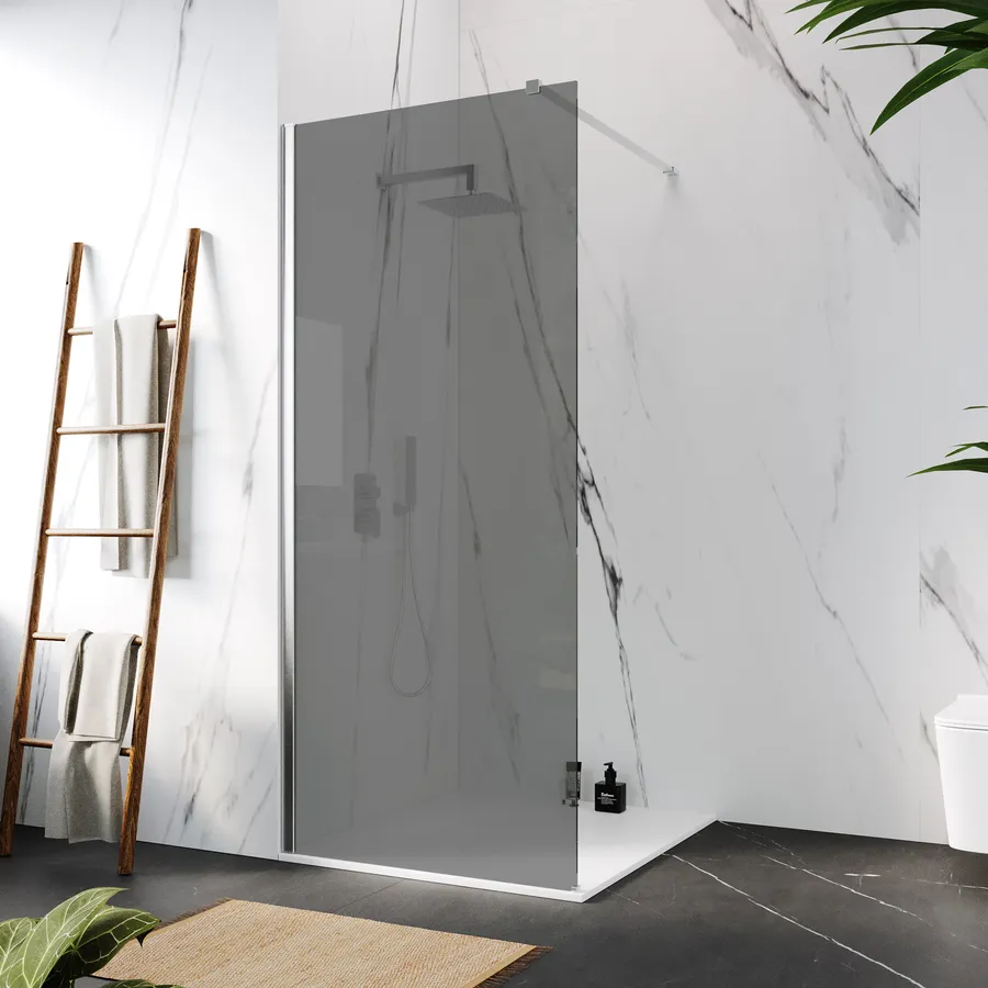 Box doccia Walk in 100 cm vetro anticalcare fumè e profilo cromo 200h ...