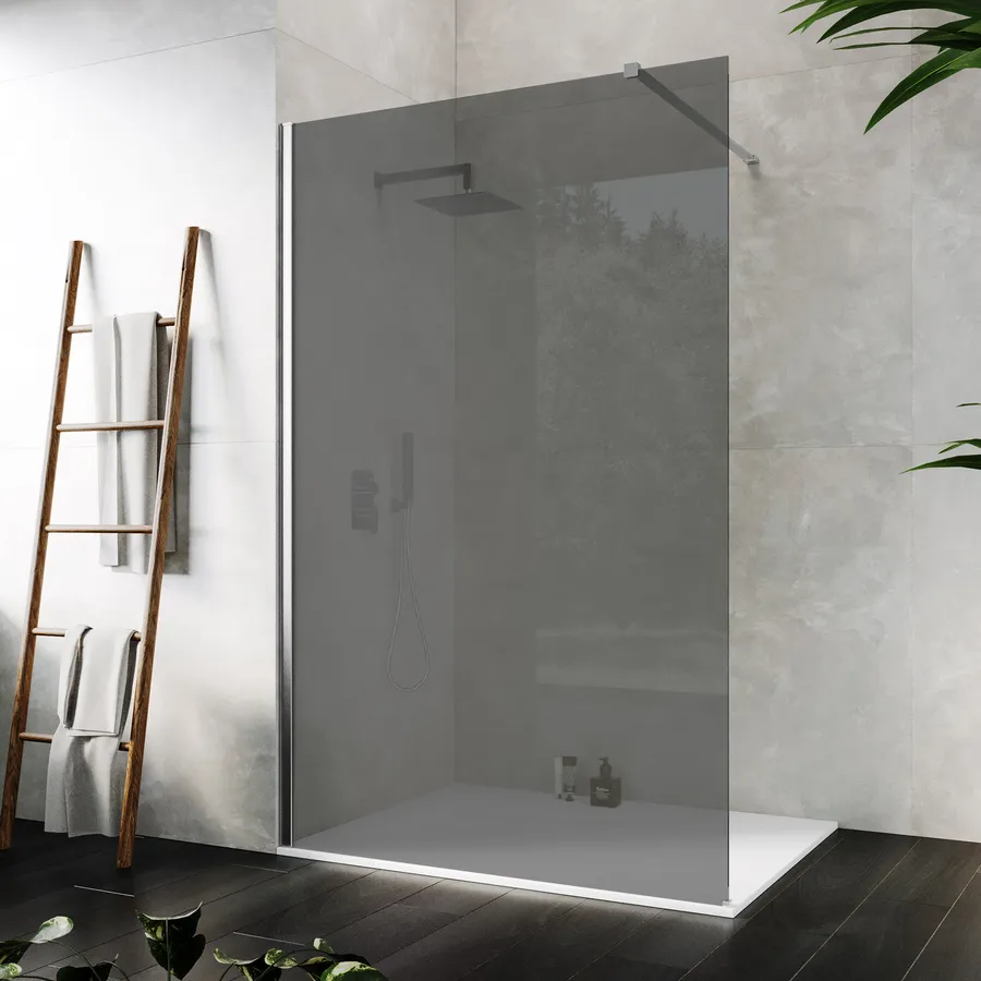 Box doccia Walk in 140 cm vetro anticalcare fumè e profilo cromo 200h ...