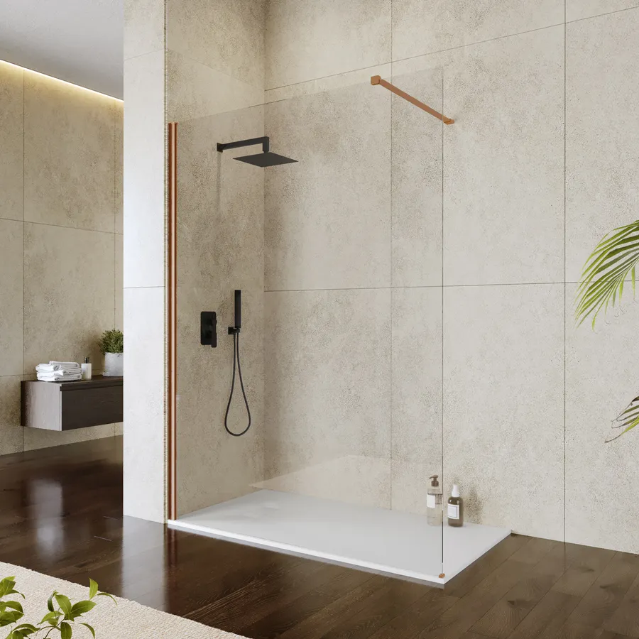 Box doccia Walk in 150 cm vetro anticalcare trasparente e profilo ...