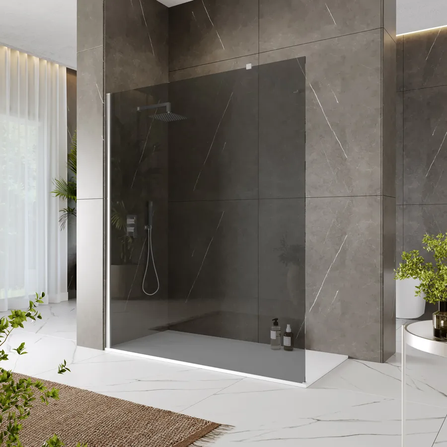 Box doccia Walk in 170 cm vetro anticalcare fumè e profilo cromo 200h ...