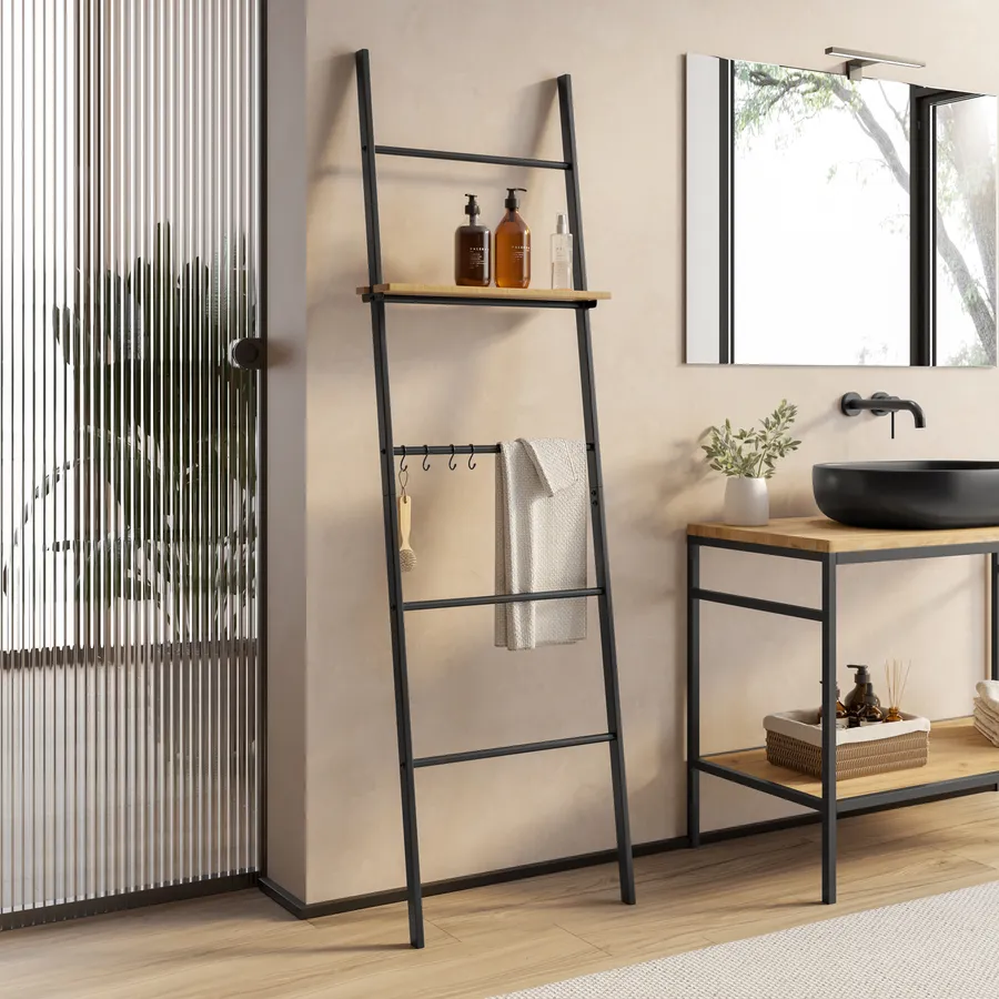 Scala porta salviette in bambù 170 h cm nero - Bernie