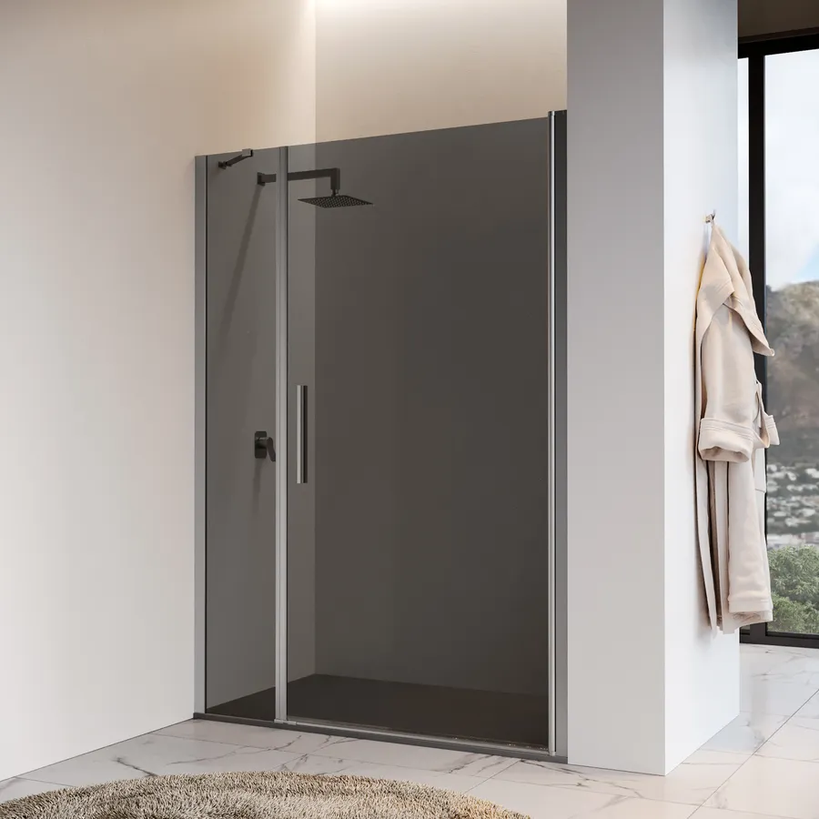 Box doccia nicchia 135 cm battente 100 cm e lato fisso con vetro ...