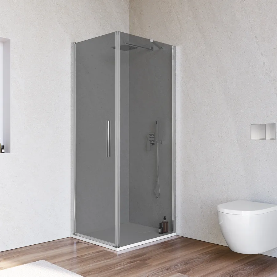 Box doccia 90x80 cm battente 80 cm con vetro temperato fumé e profilo ...