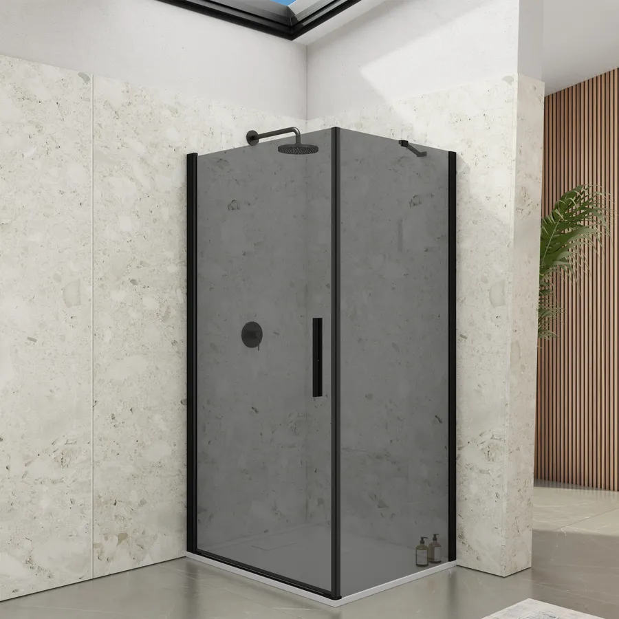 Box doccia 75x100 cm battente 100 cm con vetro temperato fumé e profilo ...