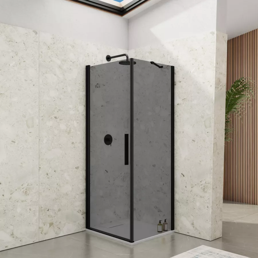 Box doccia 60x70 cm battente 70 cm con vetro temperato fumé e profilo ...