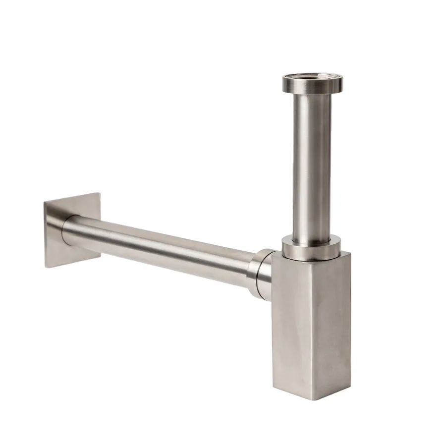 Sifone squadrato per lavabo in acciaio inox 316 satinato – Pure