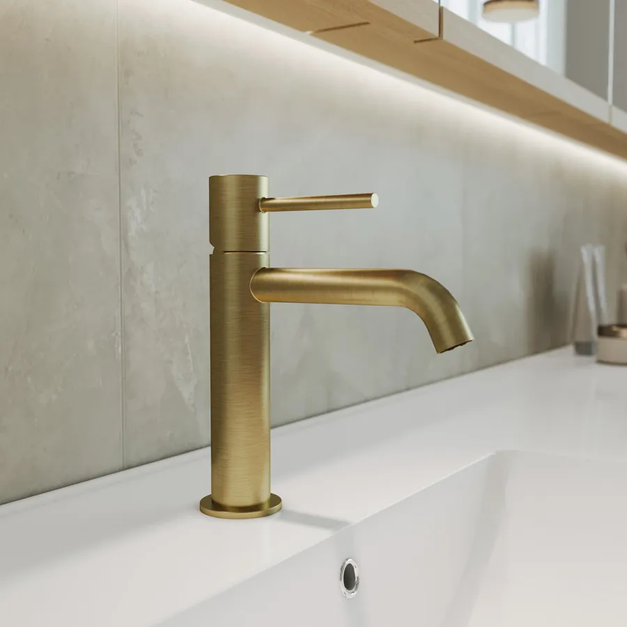 Miscelatore lavabo in ottone oro spazzolato PVD anti-impronta - Oasis