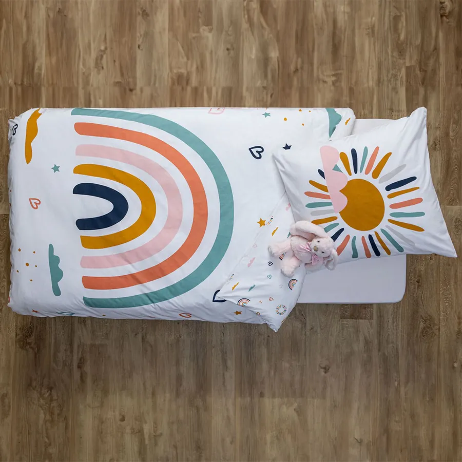 Set copripiumino 140x200 cm e federa in cotone con arcobaleno - Timothy ...