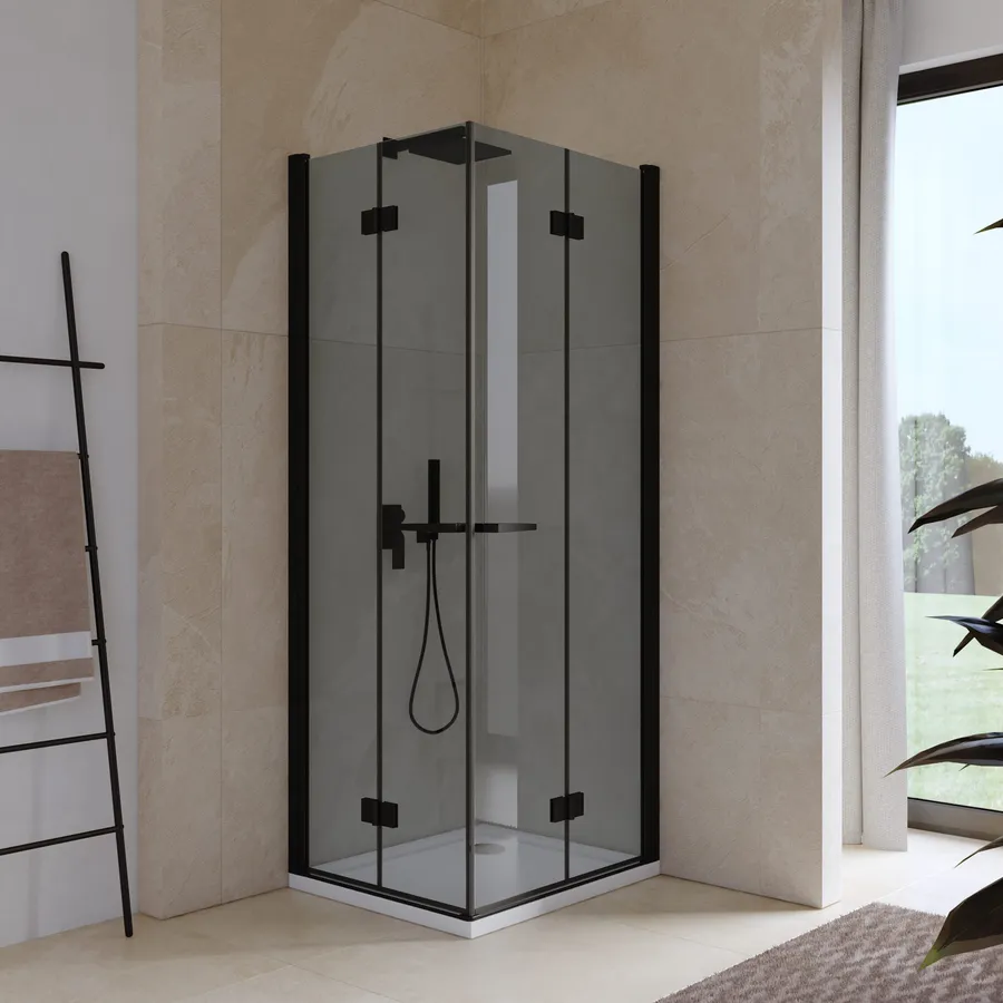 Box doccia 70x80 cm doppio soffietto vetro anticalcare fumè e profilo ...