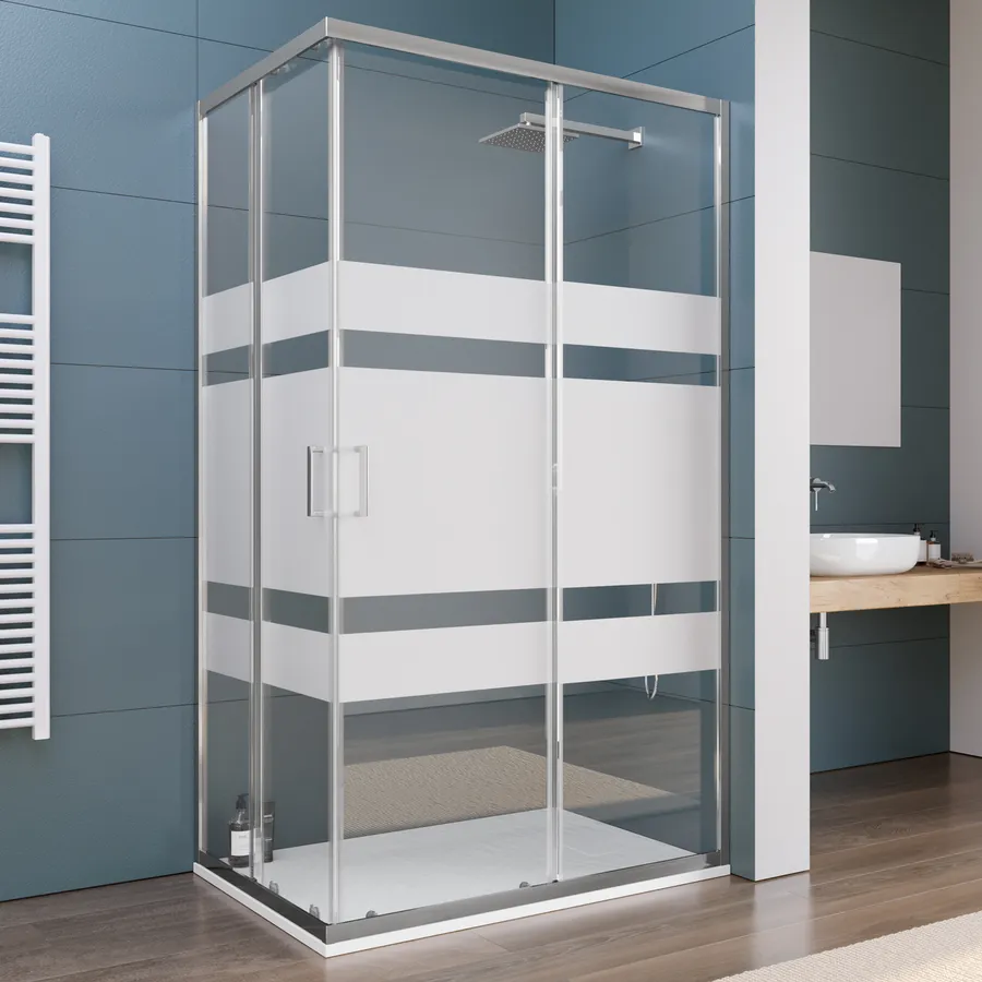 Box doccia 70x120 cm angolare scorrevole con vetro serigrafato e ...