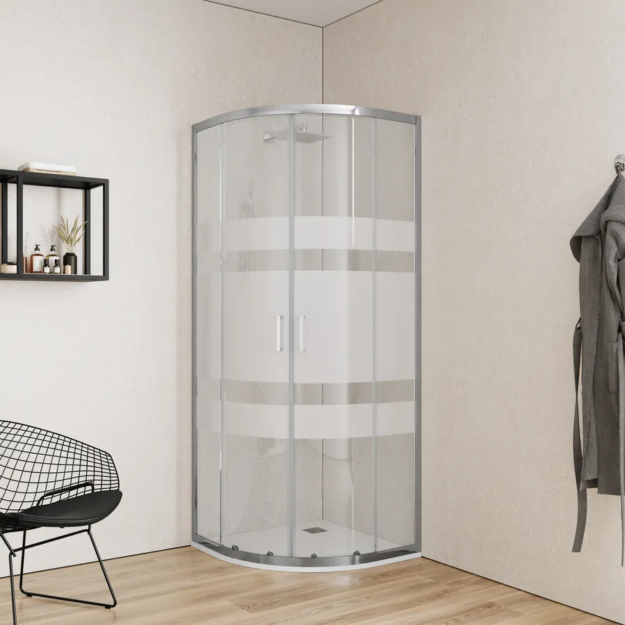 Box doccia semicircolare 75x75 cm scorrevole con vetro serigrafato e ...