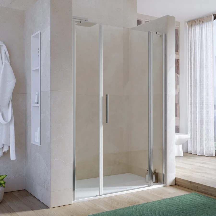 Box doccia nicchia 130 cm 25 giunto + 70 battente + 35 fisso con vetro ...