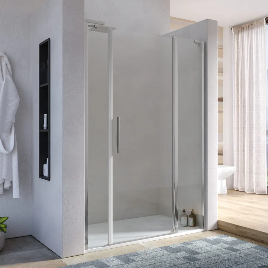 Box doccia nicchia 135 cm 40 giunto + 70 battente + 25 fisso con vetro ...