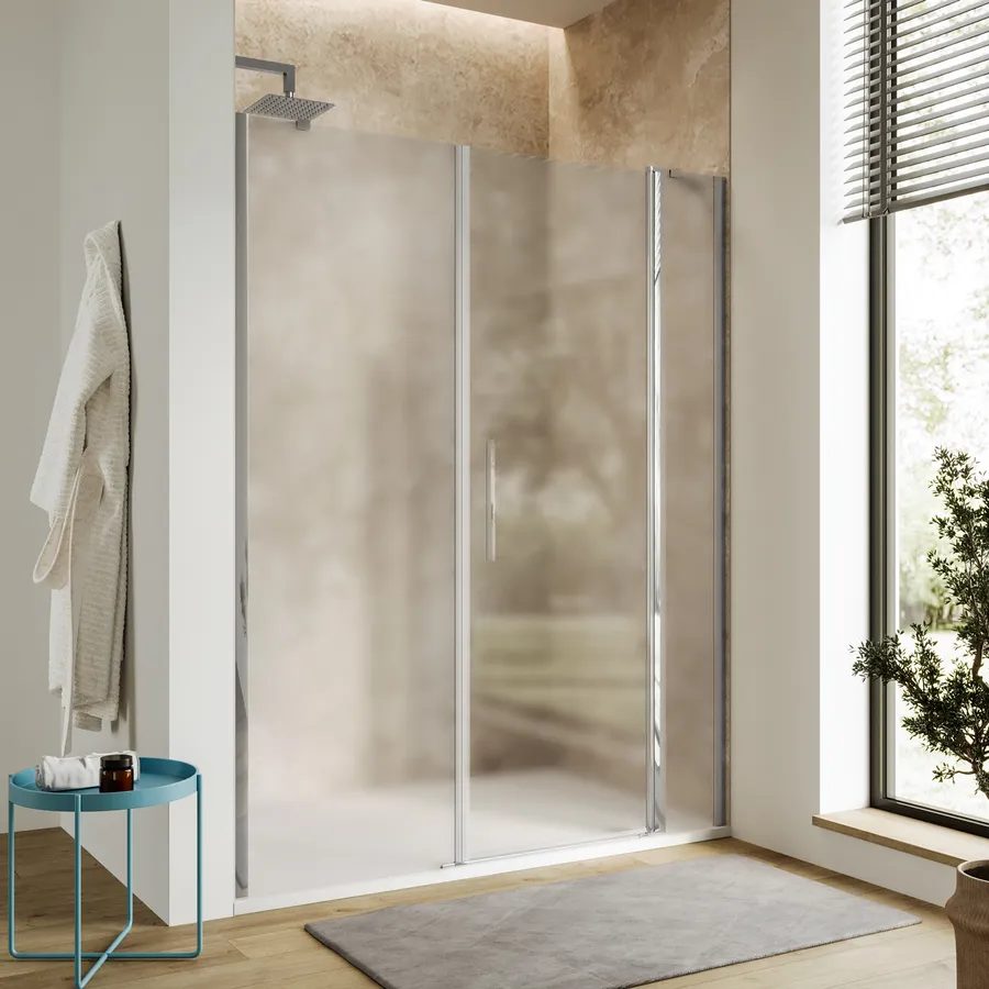 Box doccia nicchia 150 cm 30 giunto + 70 battente + 50 fisso con vetro ...