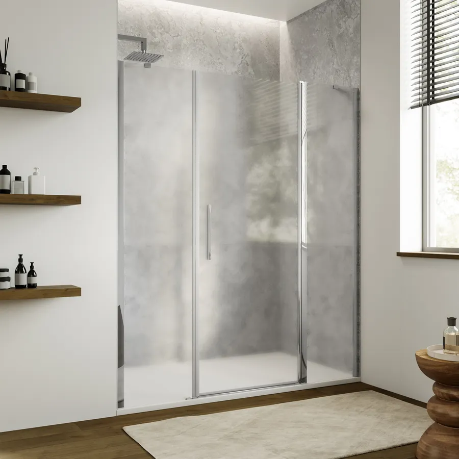 Box doccia nicchia 160 cm 55 giunto + 70 battente + 35 fisso con vetro ...