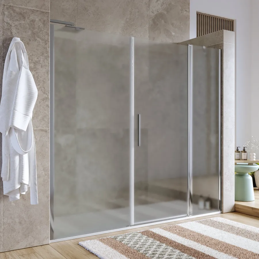 Box doccia nicchia 205 cm 50 giunto + 65 battente + 90 fisso con vetro ...