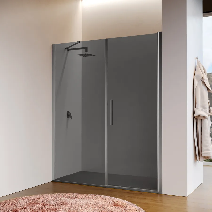 Box doccia nicchia 160 cm battente 70 cm e lato fisso con vetro ...