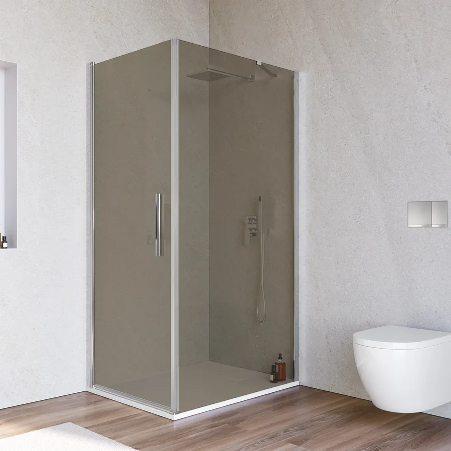 Box doccia 90X75 cm battente 75 cm con vetro temperato bronzato e ...